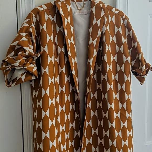Tory Burch | Tops | Tory Burch Silk Haley Diamond Tile Jacket | Poshmark